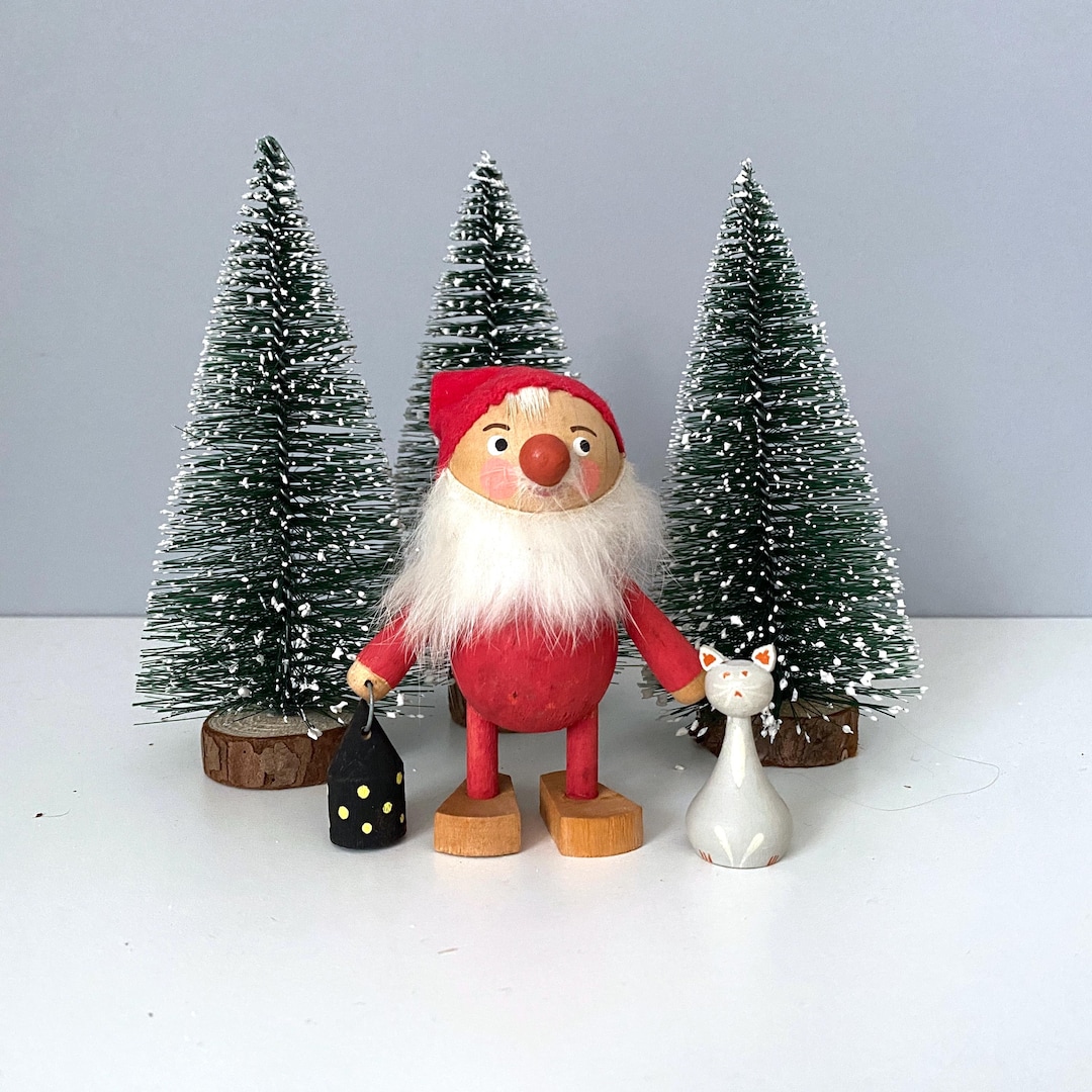 Vintage Tomte Elf and Cat Made in Sweden - Etsy