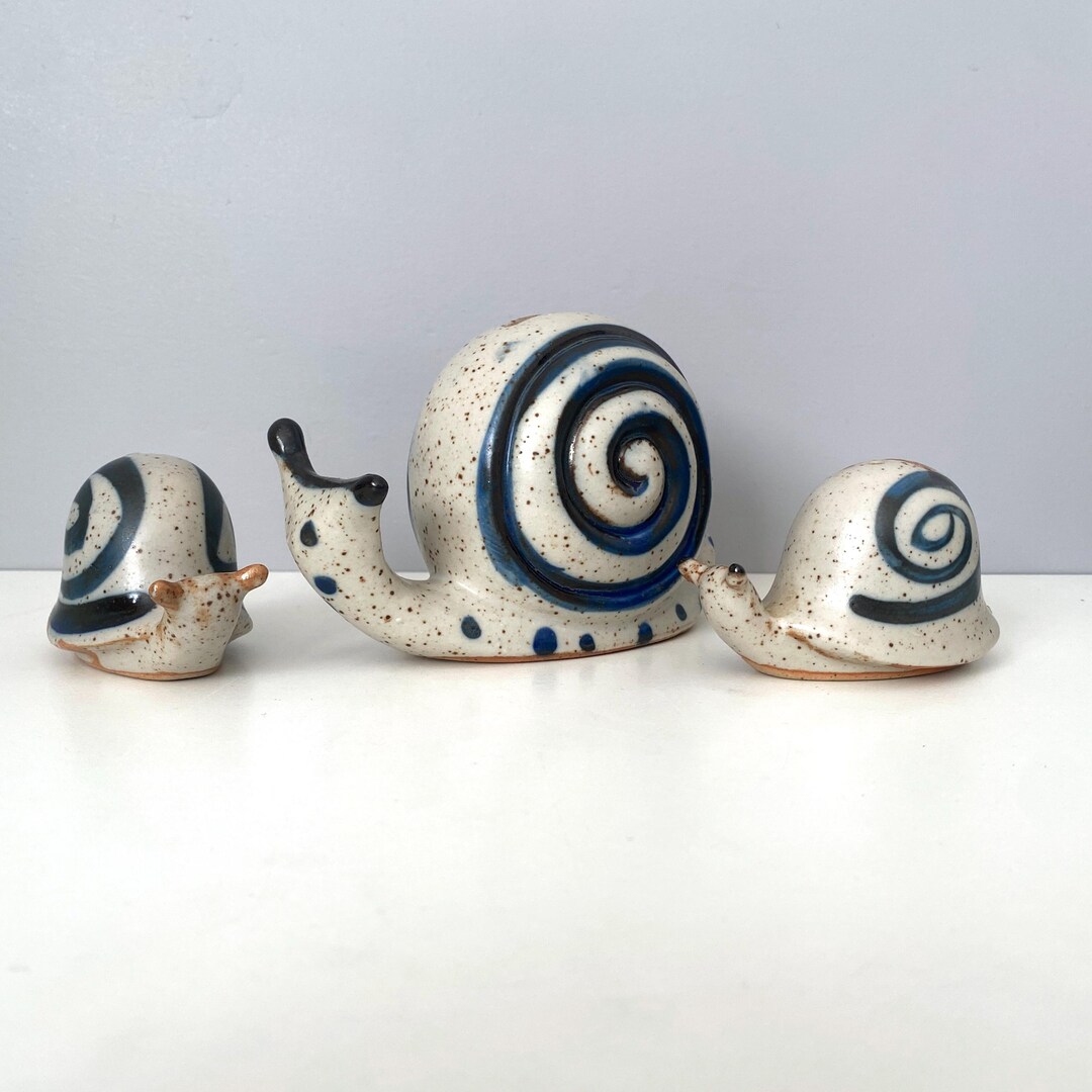 Vintage Ceramic Snail Family - Counterpoint, Hand Painted Glaze Details ...