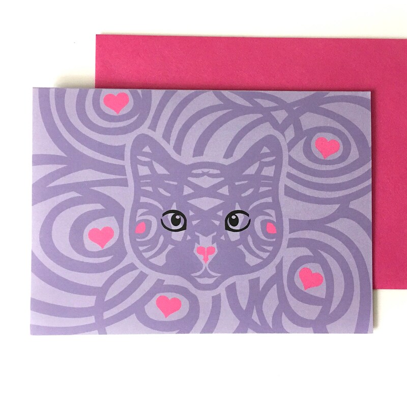 Cute Cat Card - Etsy