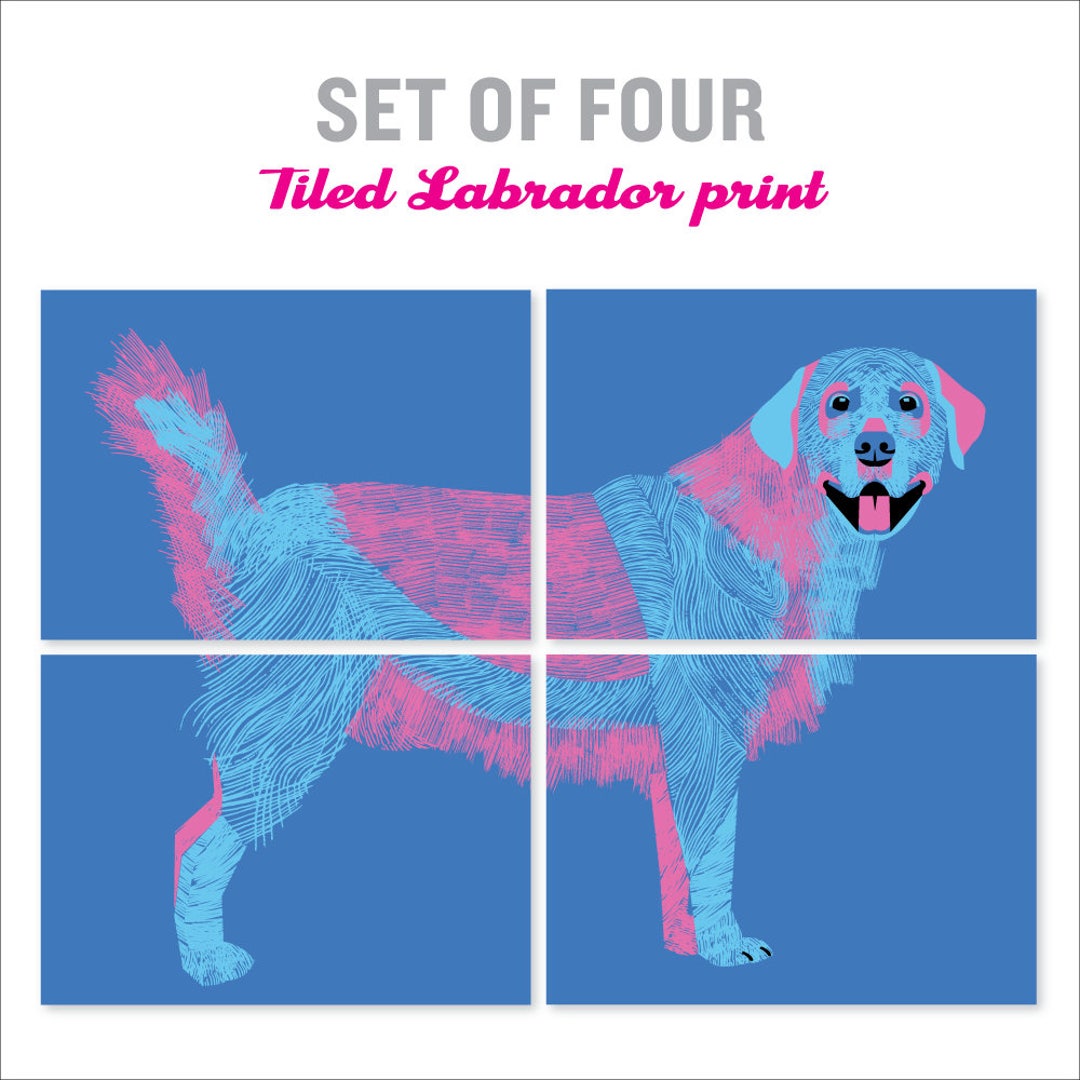 Set of 4, Extra Large Wall Art, Dog Art, Labrador Art Prints, Poster ...