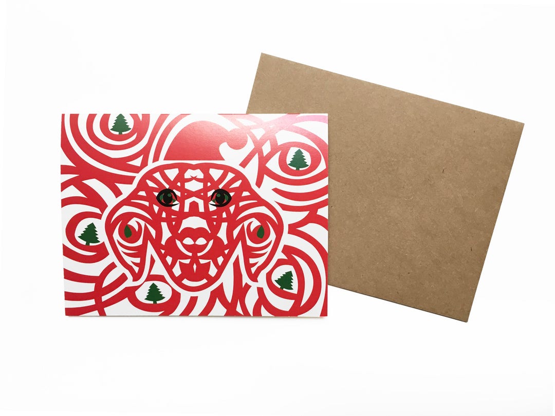 Dog Christmas Card, Christmas Dog Card, Christmas Tree Dog, Dog Card ...