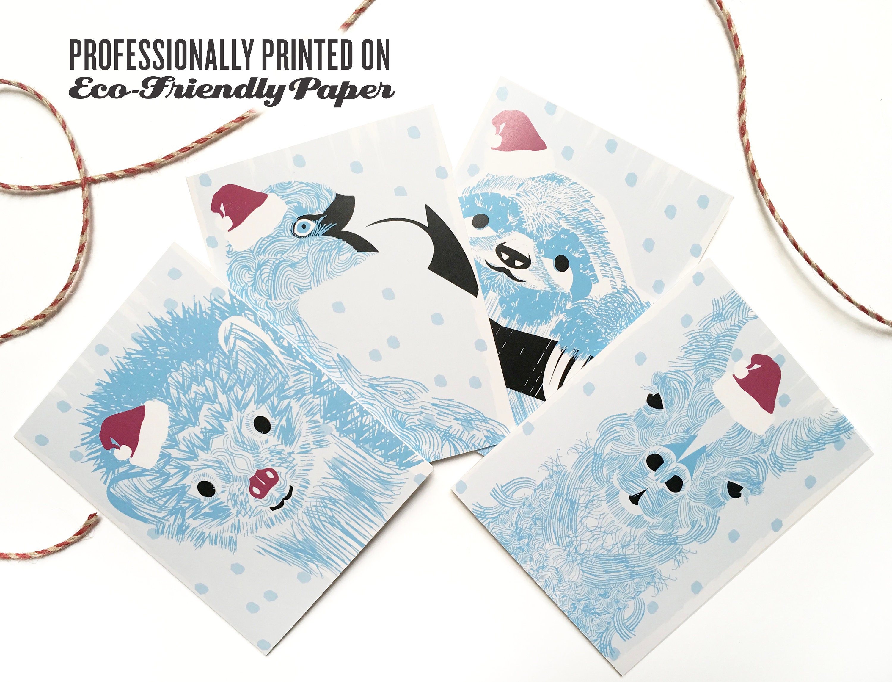 Animal Christmas Cards, Animal Christmas Card Set, Animal Holiday Cards ...