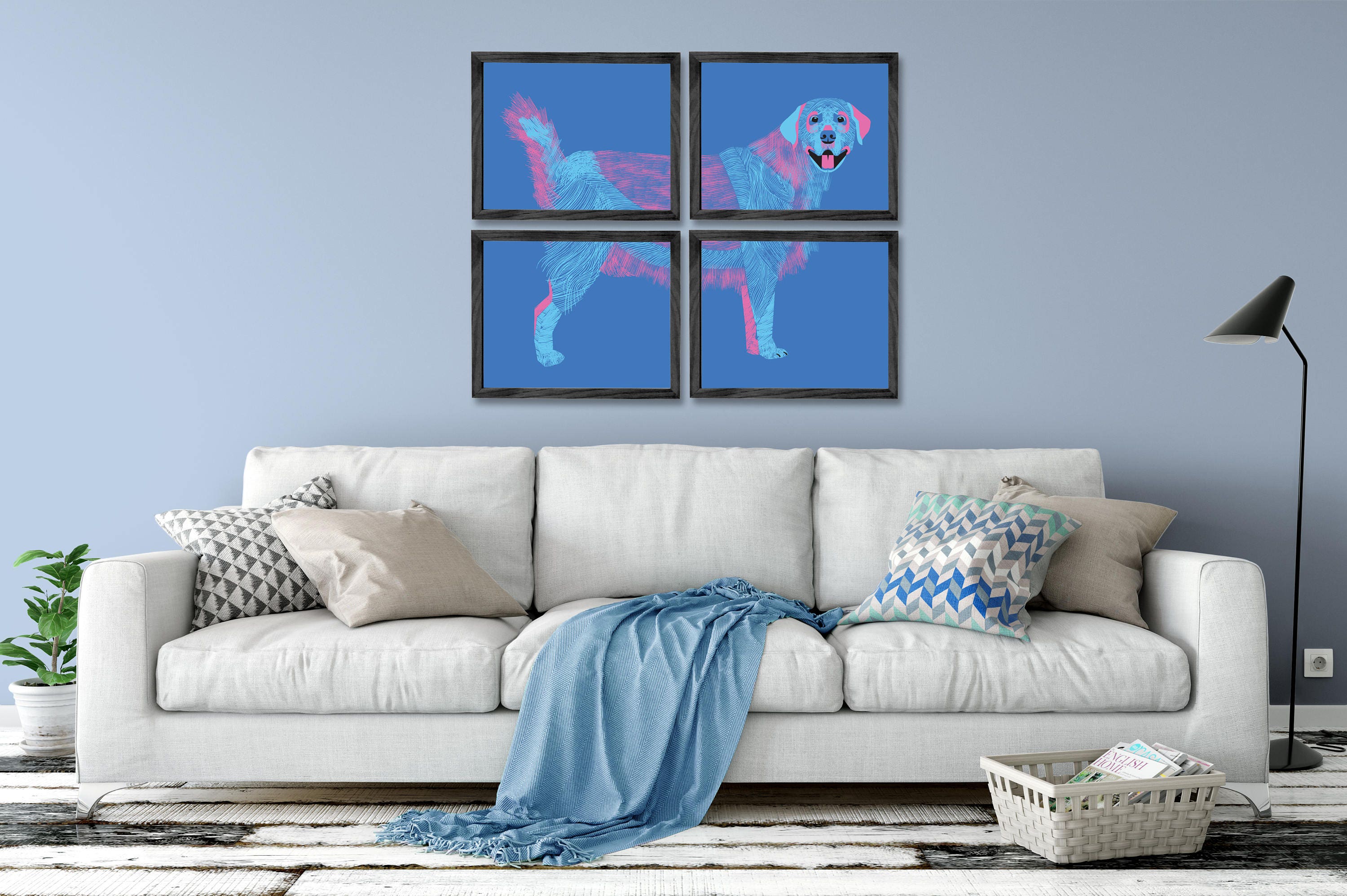 Set of 4, Extra Large Wall Art, Dog Art, Labrador Art Prints, Poster ...