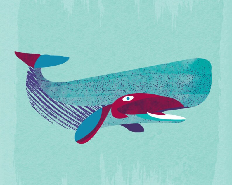 Whale Art, Whale Art Decor, Blue Whale Wall Art, Whale Print Art ...
