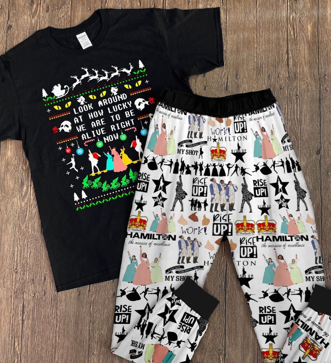 Hamilt0n Musical Doodle Art Pajamas Set Hamilt0n Vintage - Etsy