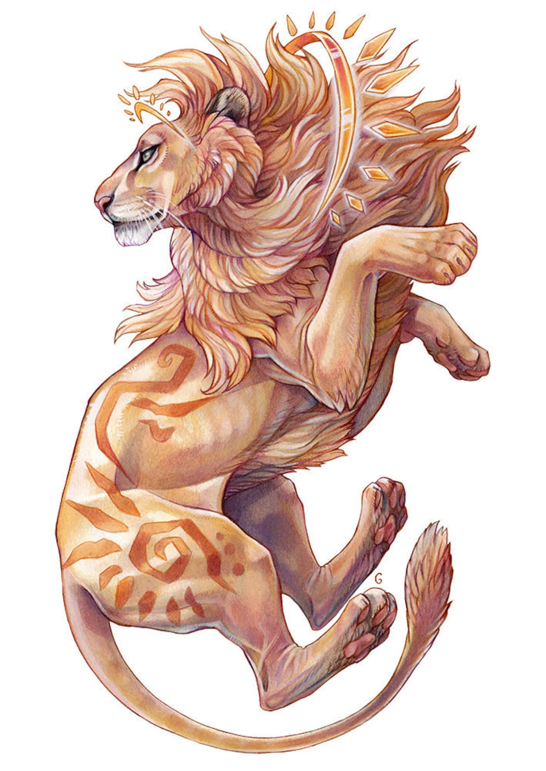 A4 Print 'sun Lion' - Etsy
