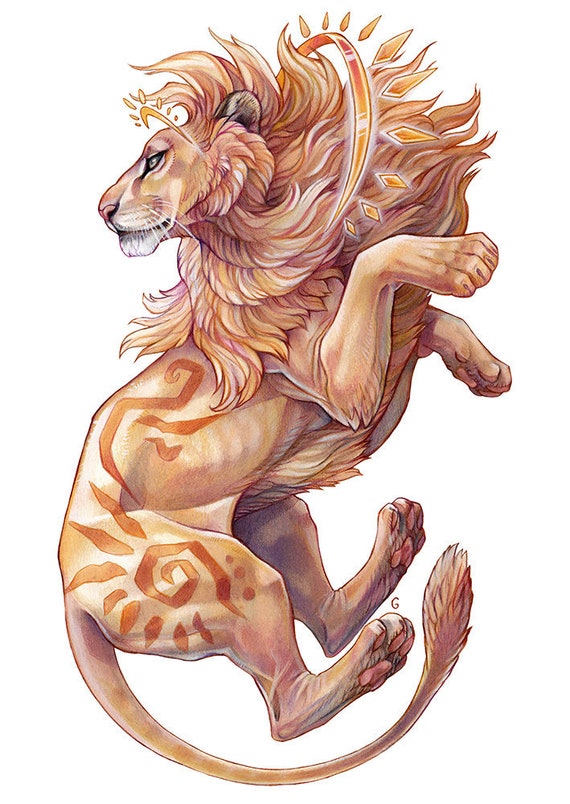 A4 Print 'sun Lion' - Etsy