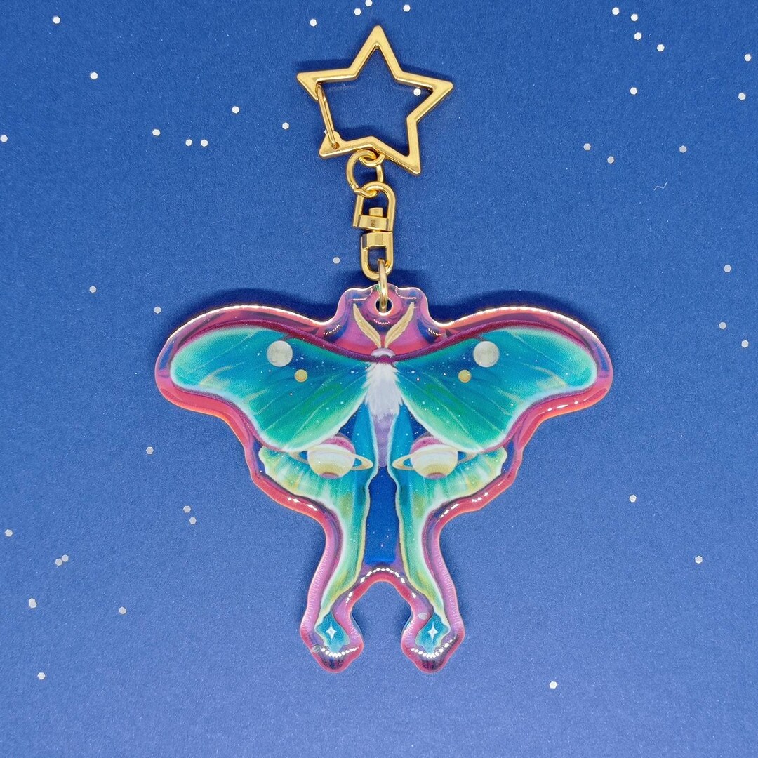 Space Holographic Luna Moth Acrylic Keyring - Etsy