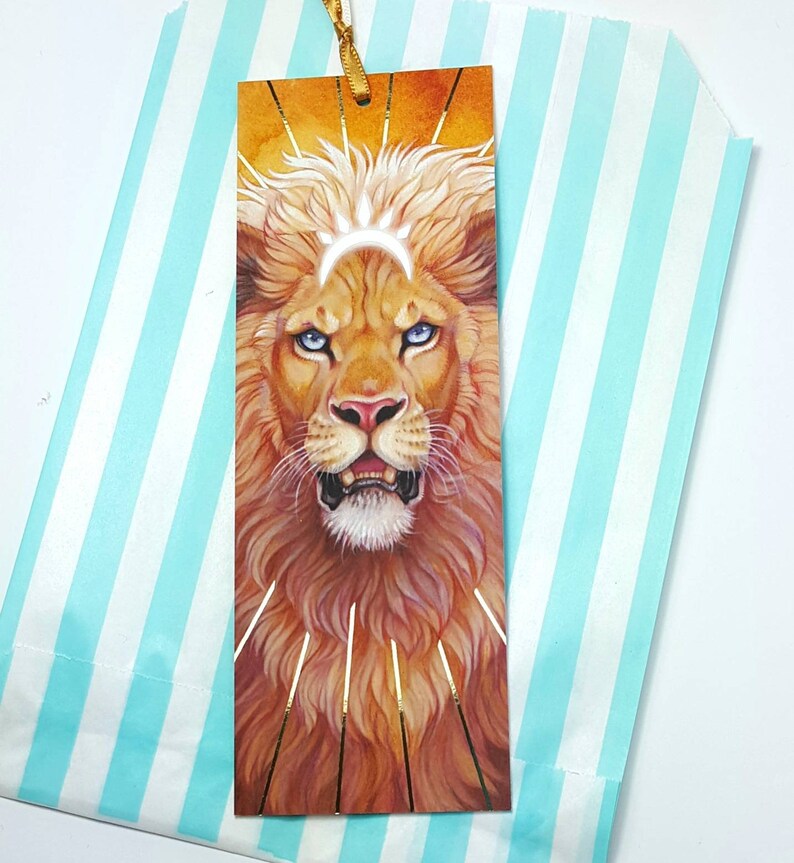 Sun Lion Gold Foil Bookmark | Etsy