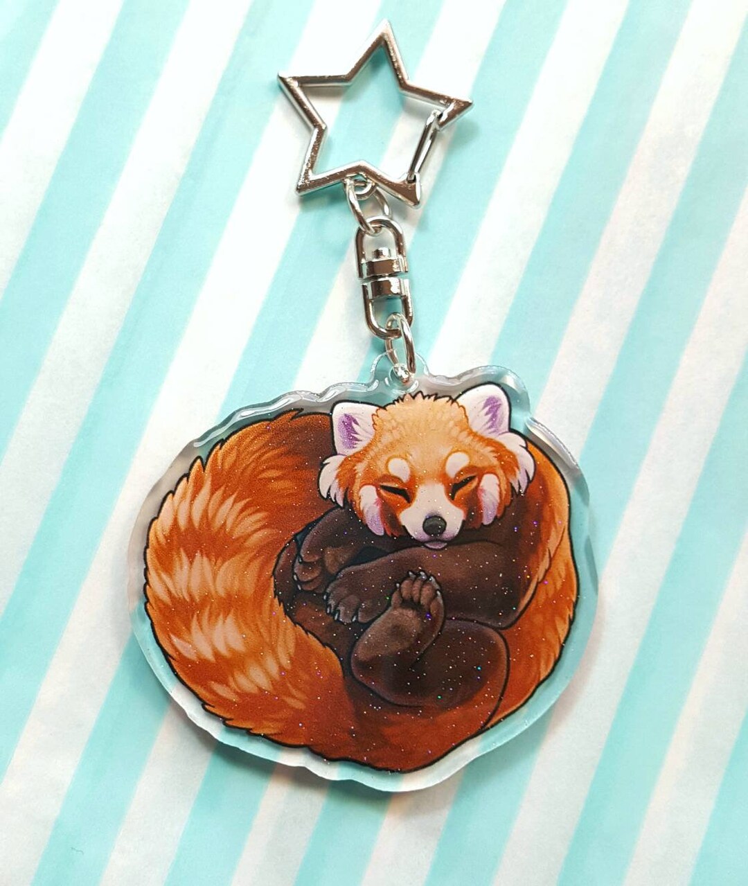 Sleepy Red Panda Acrylic Keyring - Etsy
