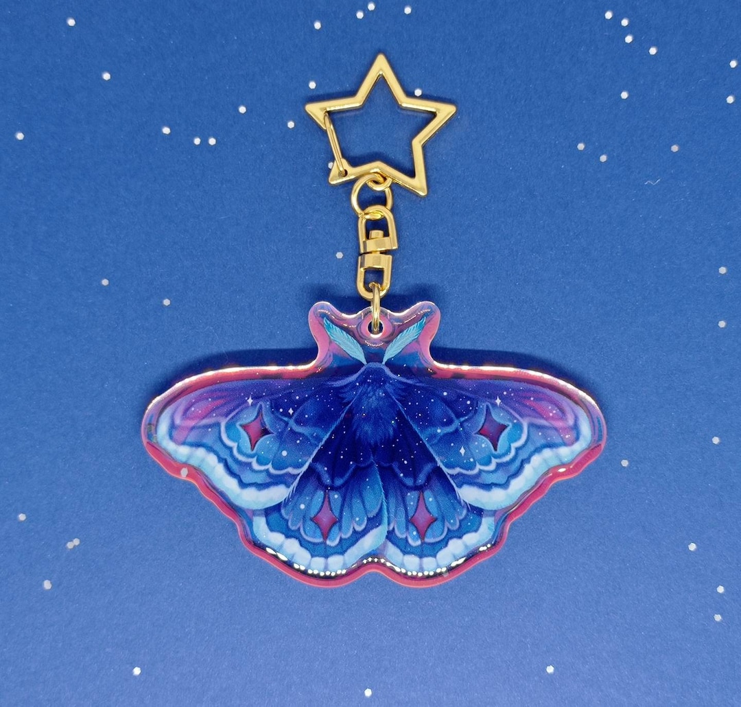 Space Holographic Star Moth Acrylic Keyring - Etsy