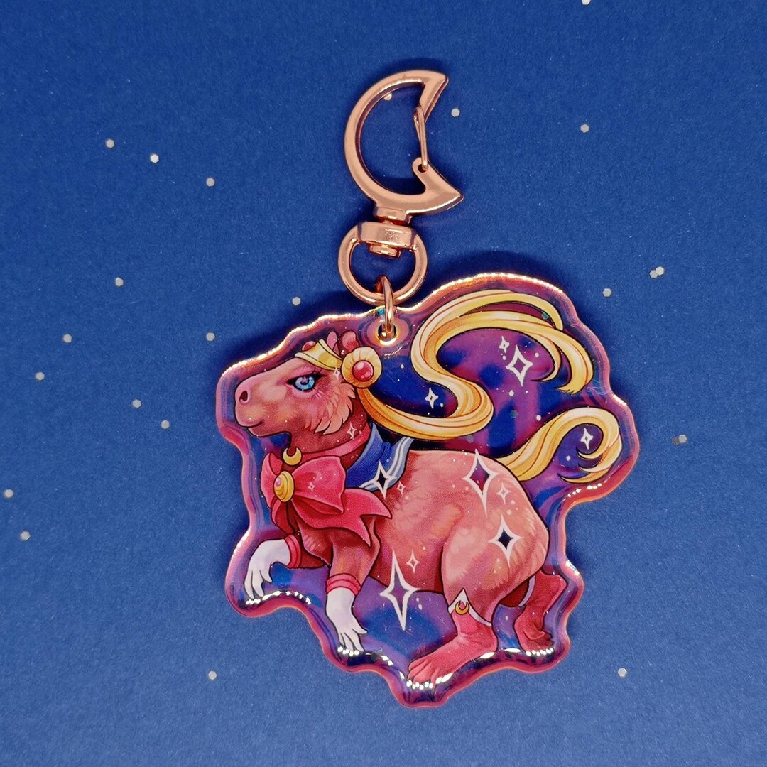Magical Girl Capybara Holographic Acrylic Keyring - Etsy