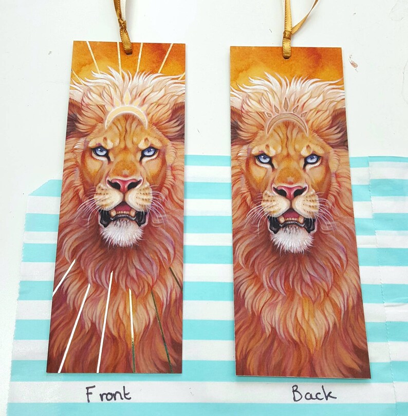 Sun Lion Gold Foil Bookmark - Etsy