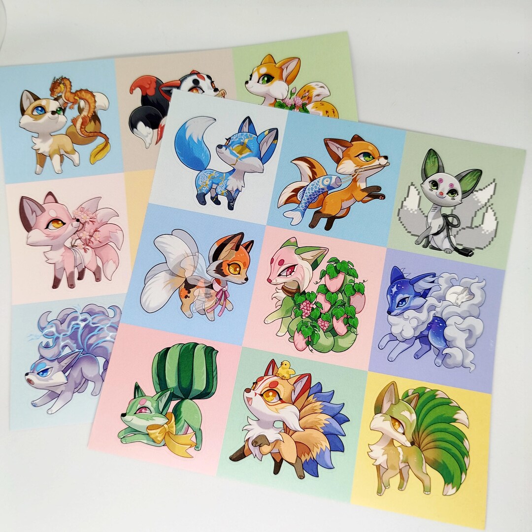 Fox Festival Chibi 2 Page Sticker Sheet - Etsy