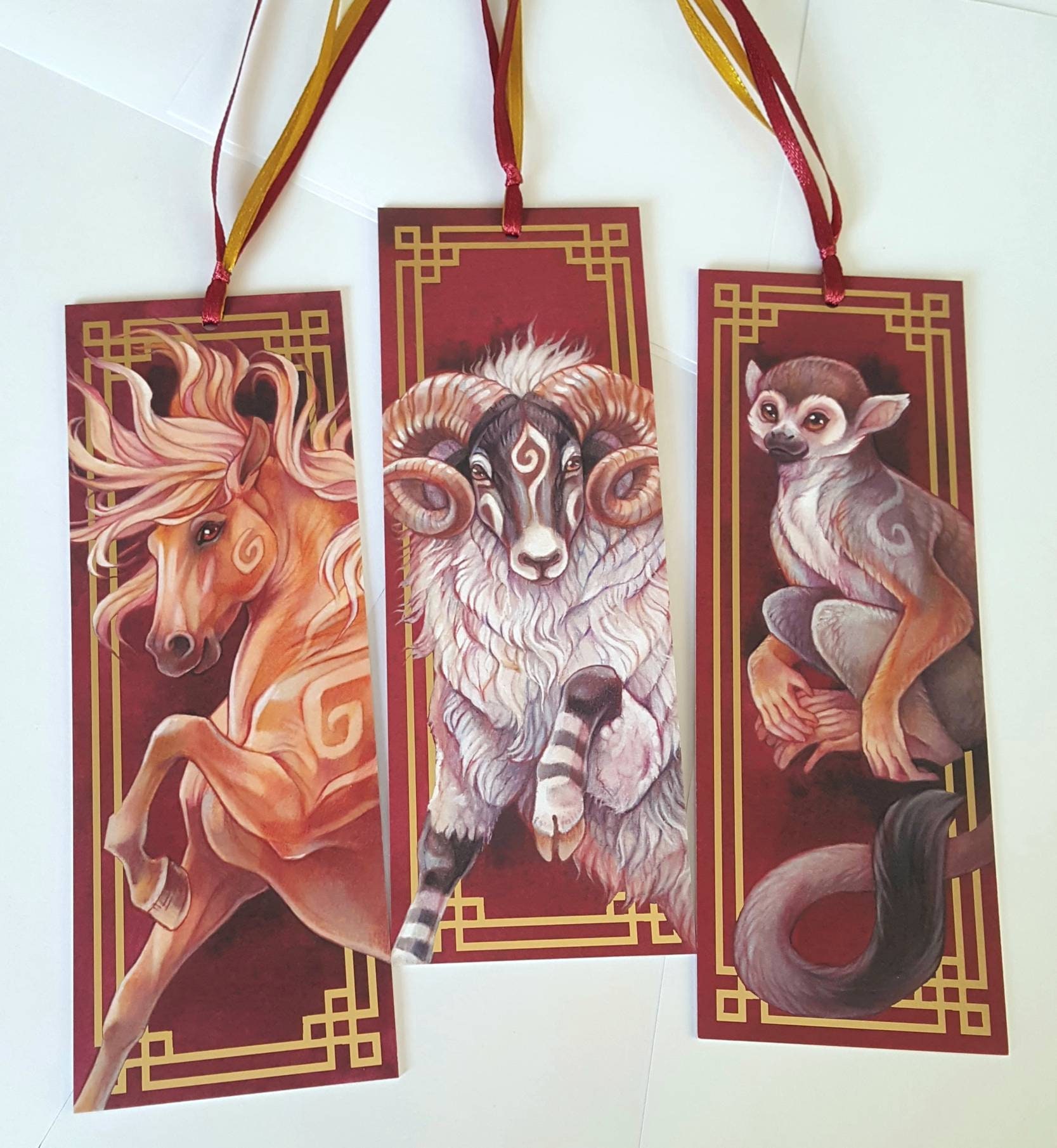 Chinese Zodiac Bookmark With Ribbon and Gold Foil: Year of the - Etsy UK
