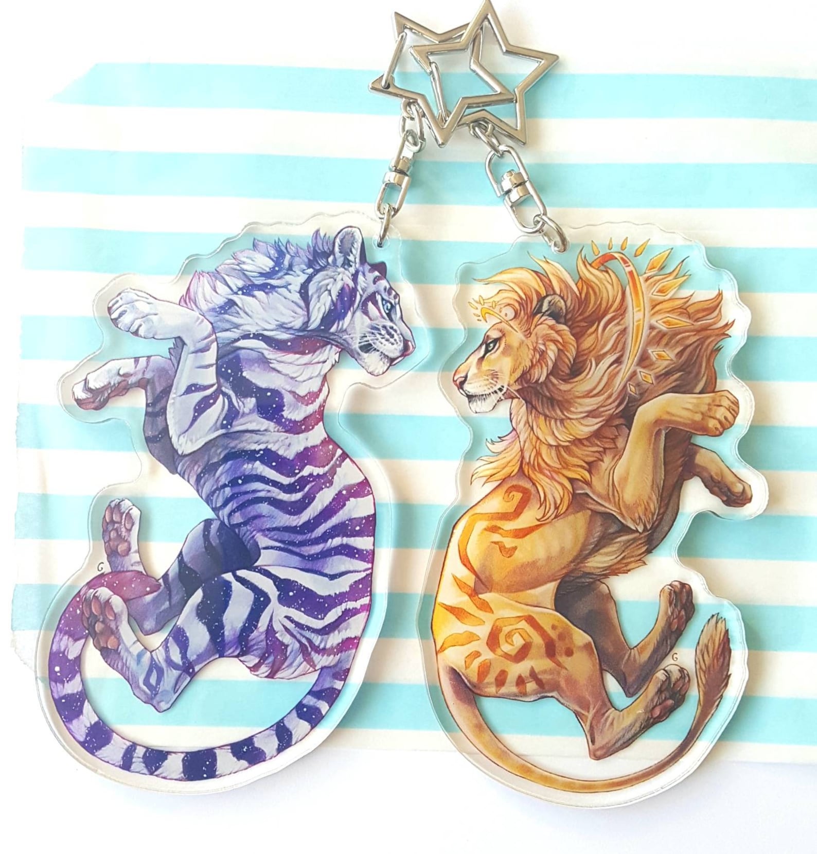 White Galaxy Tiger Large Acrylic Keyring - Etsy