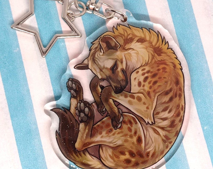 Sleepy Spotted Hyena Acrylic Keyring - Etsy