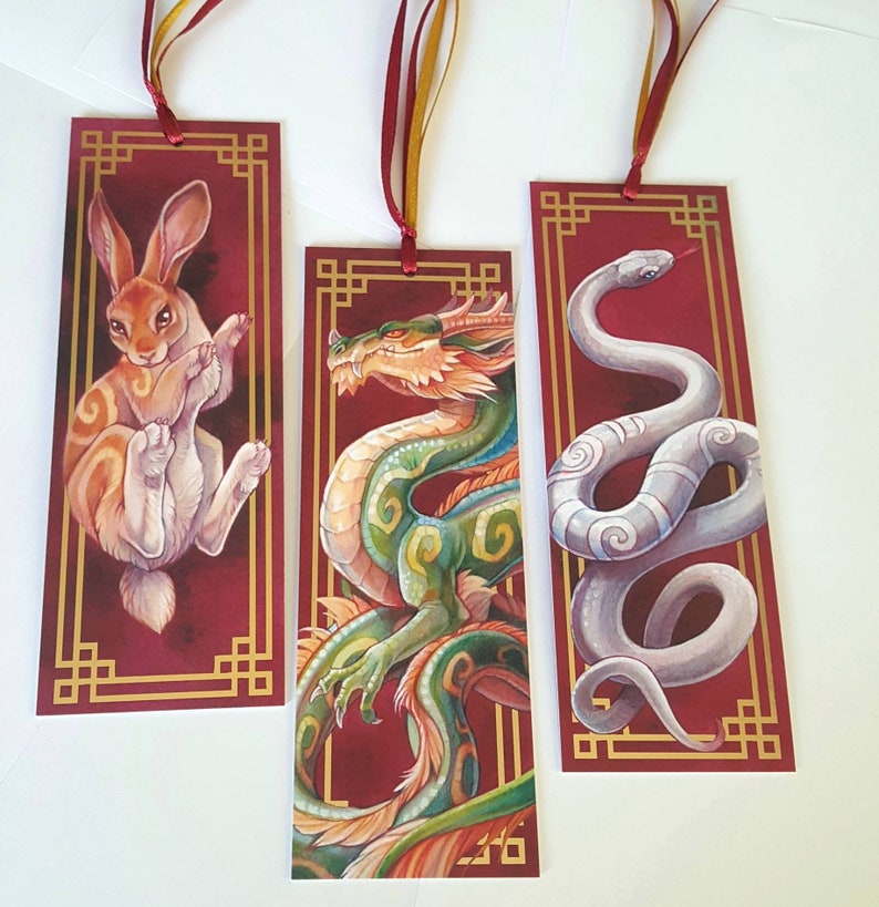 Chinese Zodiac Bookmark With Ribbon and Gold Foil: Year of the | Etsy UK