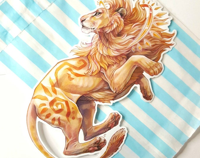 Large Vinyl Sticker: Sun Lion - Etsy