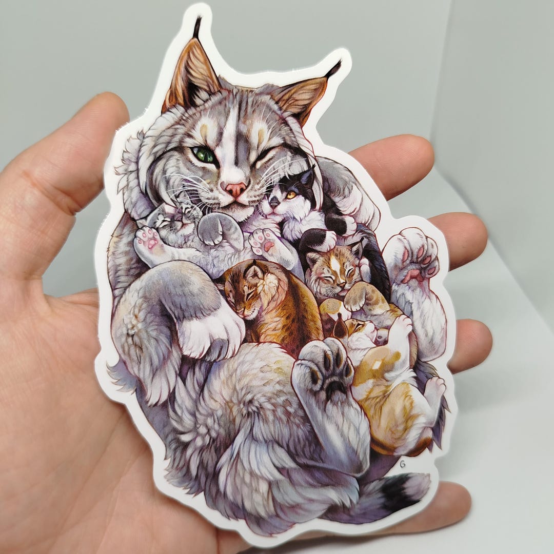 Large Vinyl Sticker: Lynx Family Colourful Cub Litter - Etsy