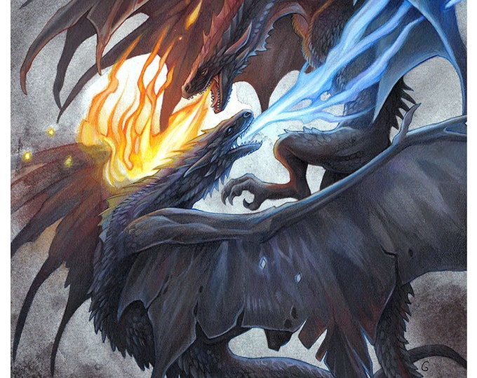 A4 Print 'dragon Battle' - Etsy