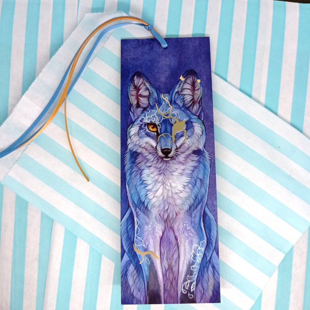 Kintsugi Fox Gold Foil Bookmark - Etsy UK