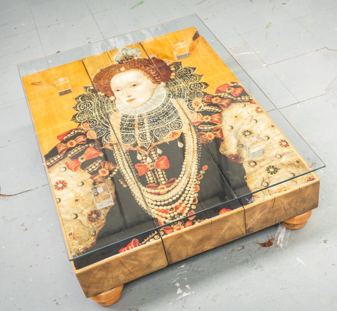 Natural Queen Elizabeth Coffee Table With Glass Top - Etsy
