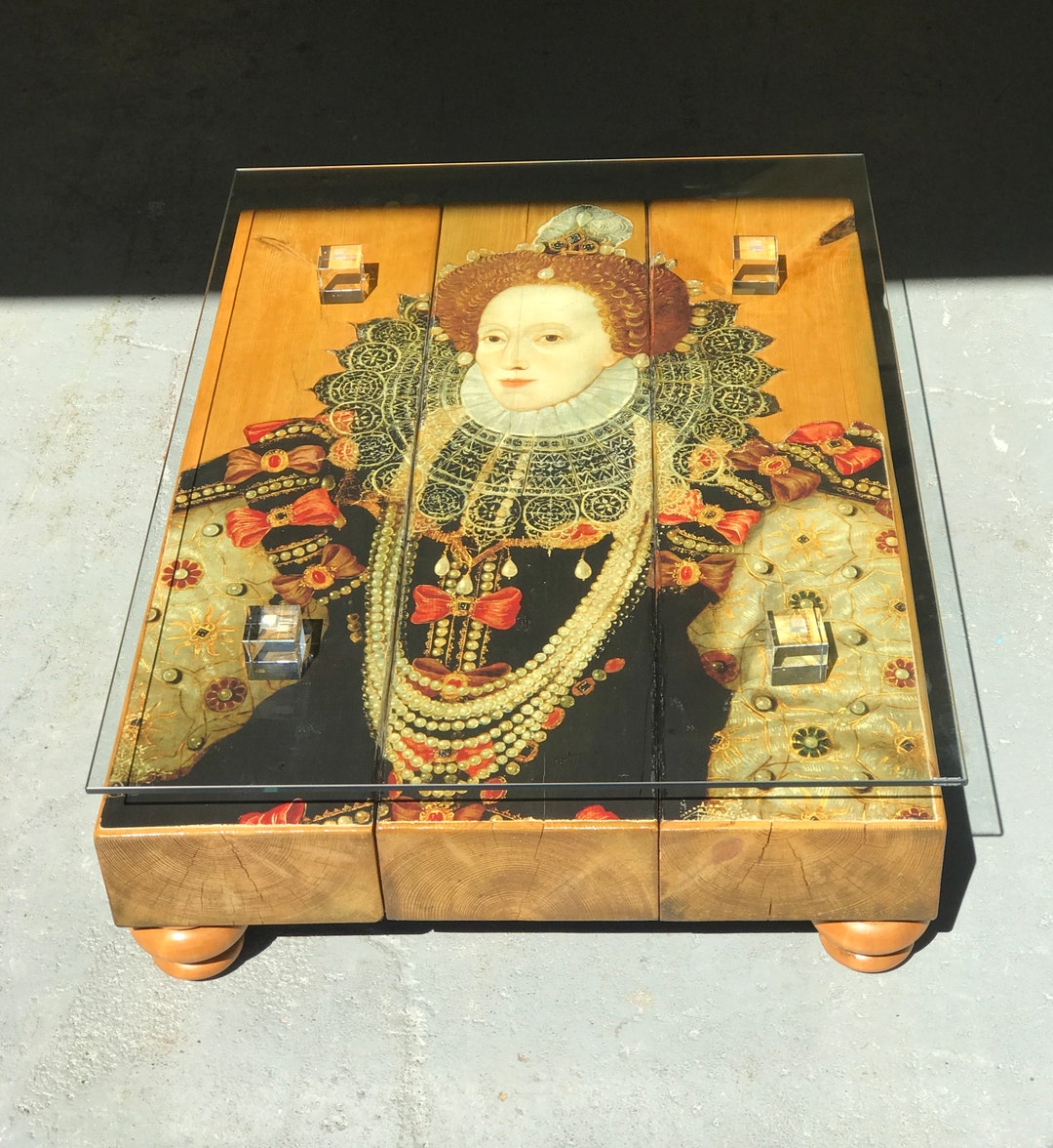 Natural Queen Elizabeth Coffee Table With Glass Top - Etsy