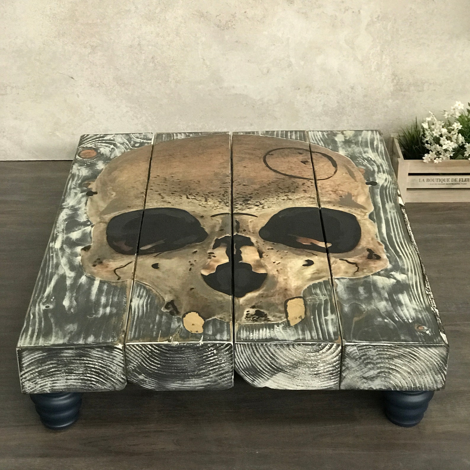 Grey Distressed Chunky Gothic Skull Coffee Table - Etsy