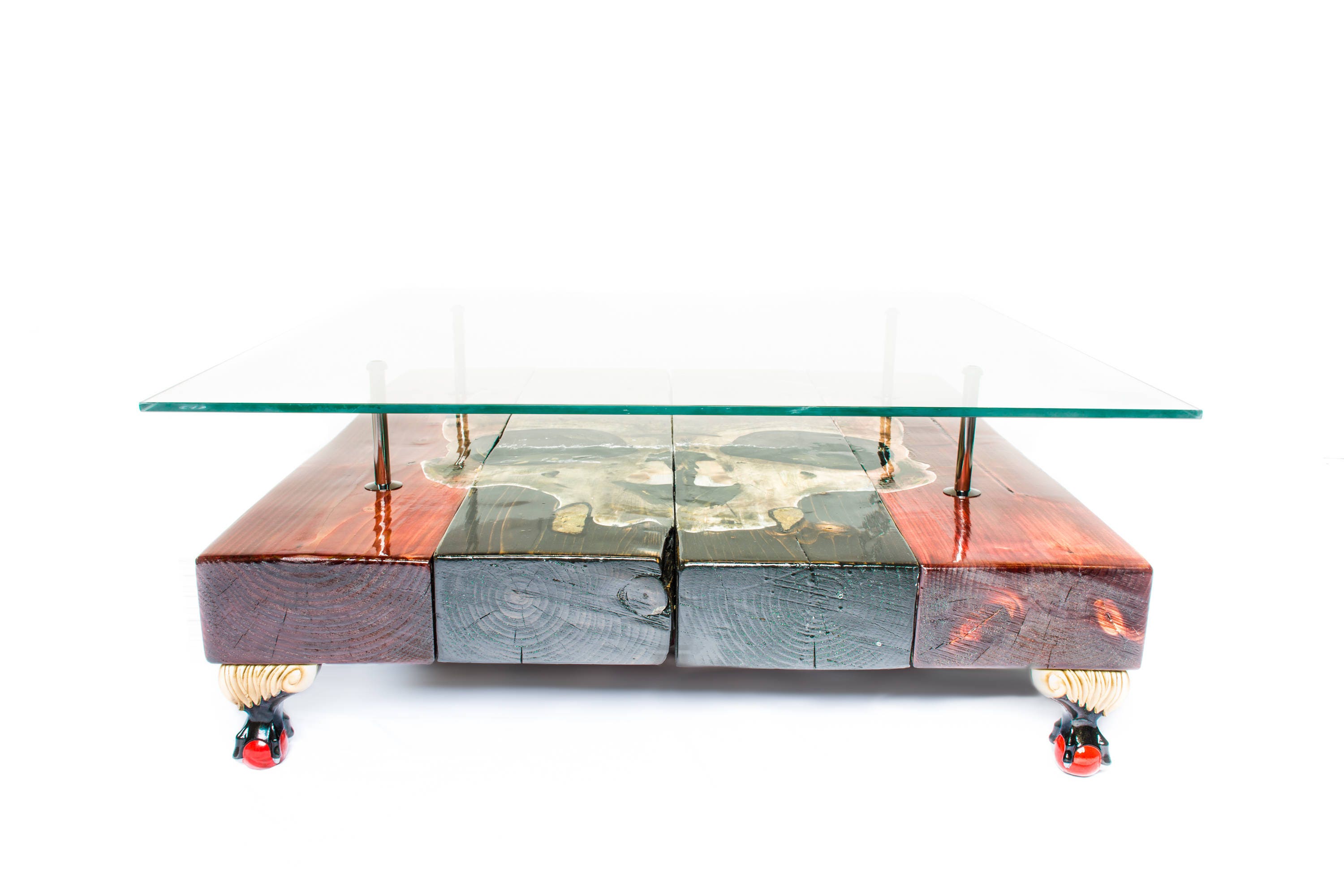 Hand Distressed Gothic Skull Coffee Table With Glass Top - Etsy