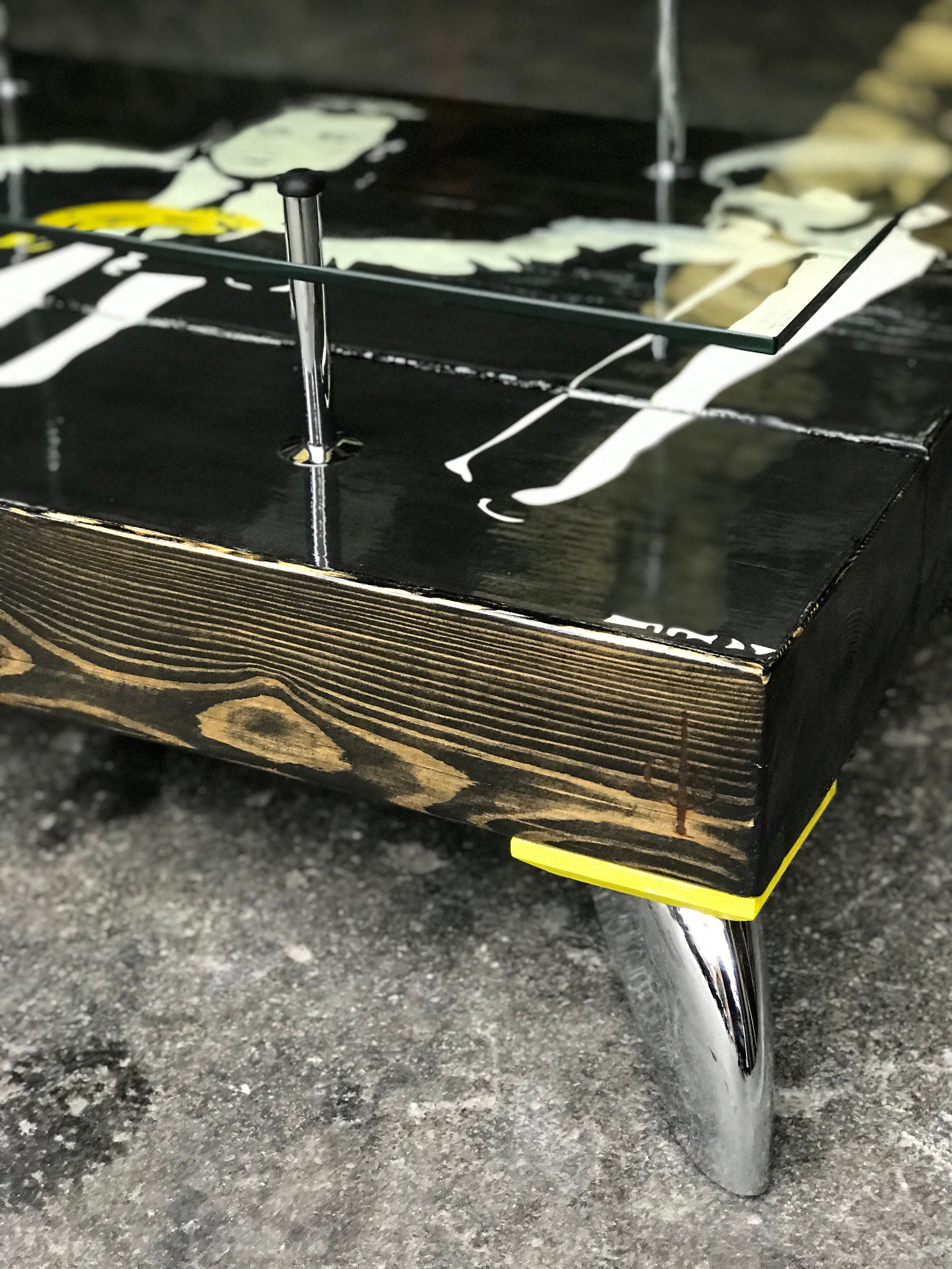 Banksy pulp Fiction Coffee Table With Glass Top - Etsy