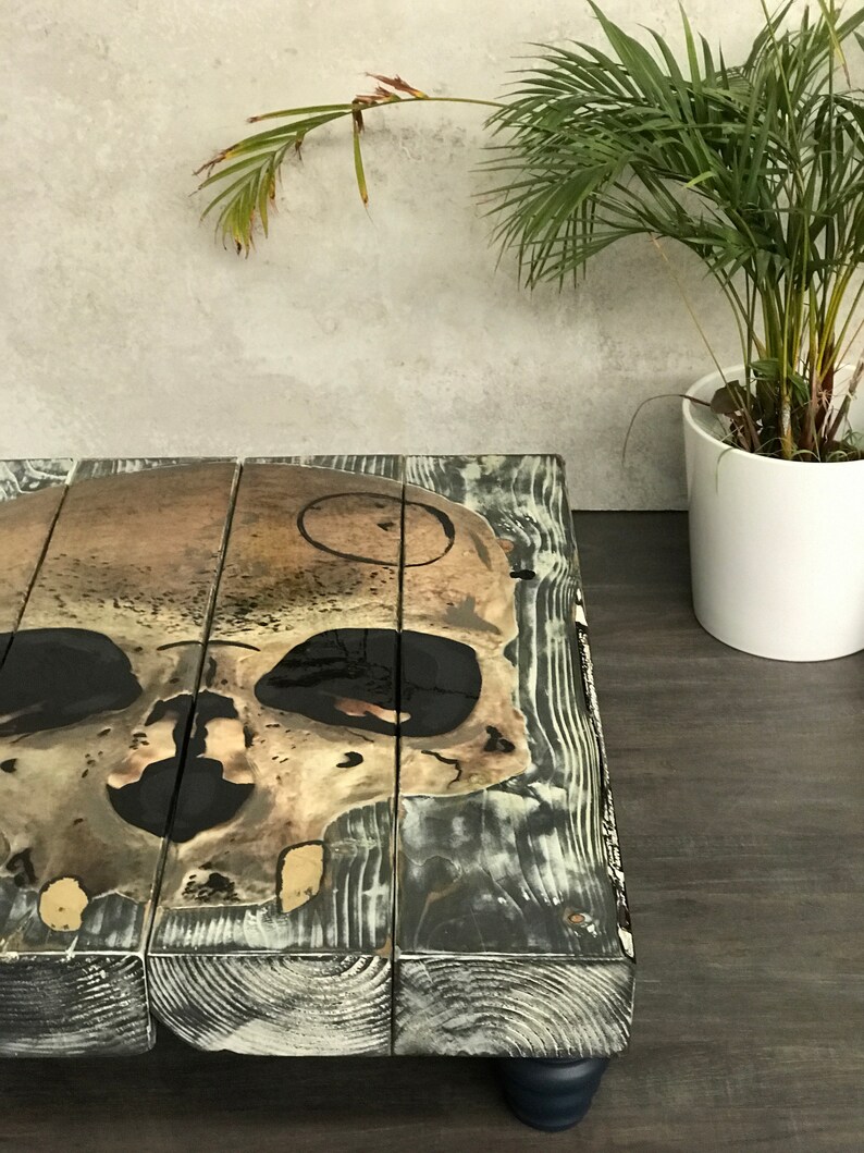 Grey Distressed Chunky Gothic Skull Coffee Table - Etsy
