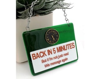 Back in Minutes Sign - Etsy