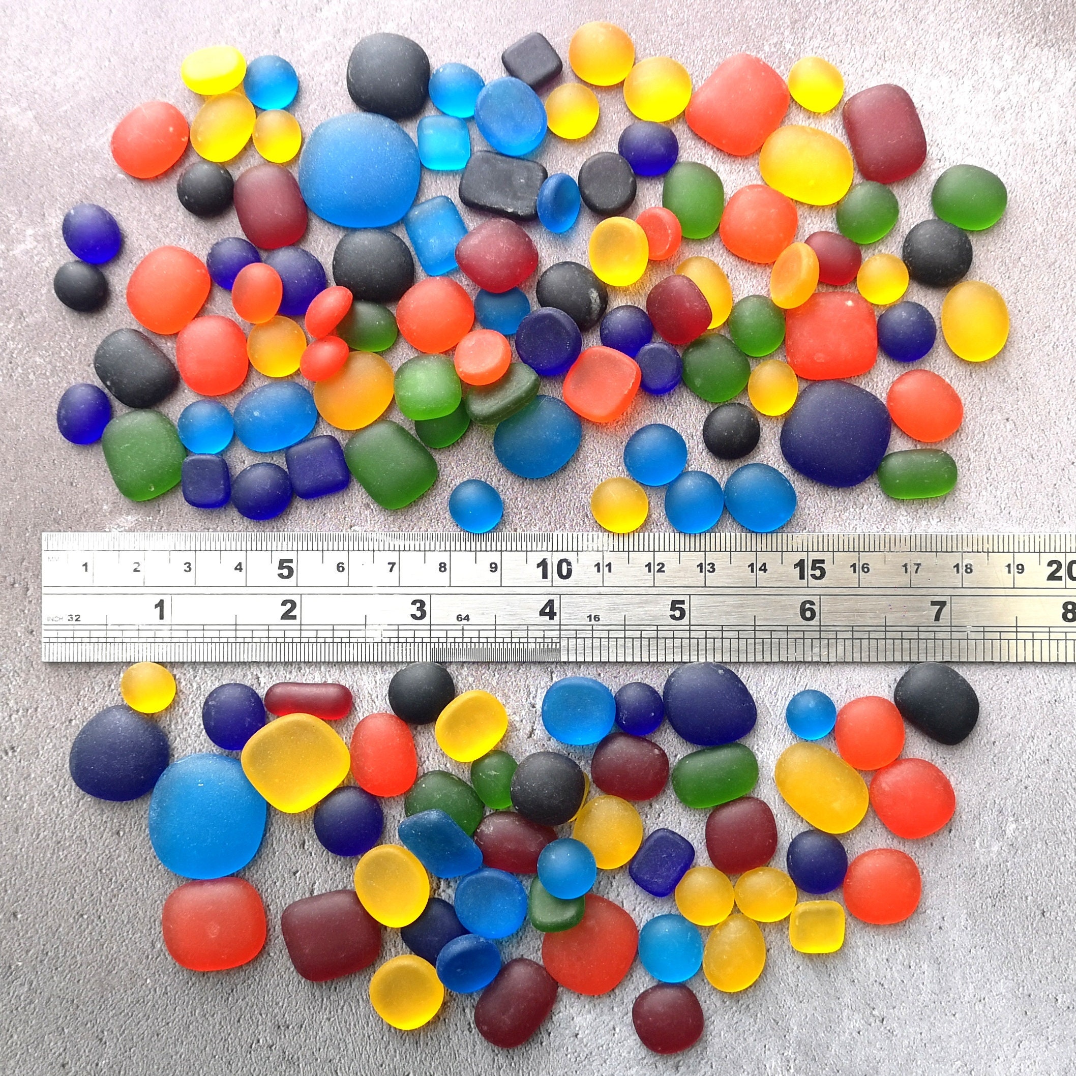 Tumbled Glass - Rainbow Colour Mix - Mixed Sizes / Amounts - Raw Pieces ...