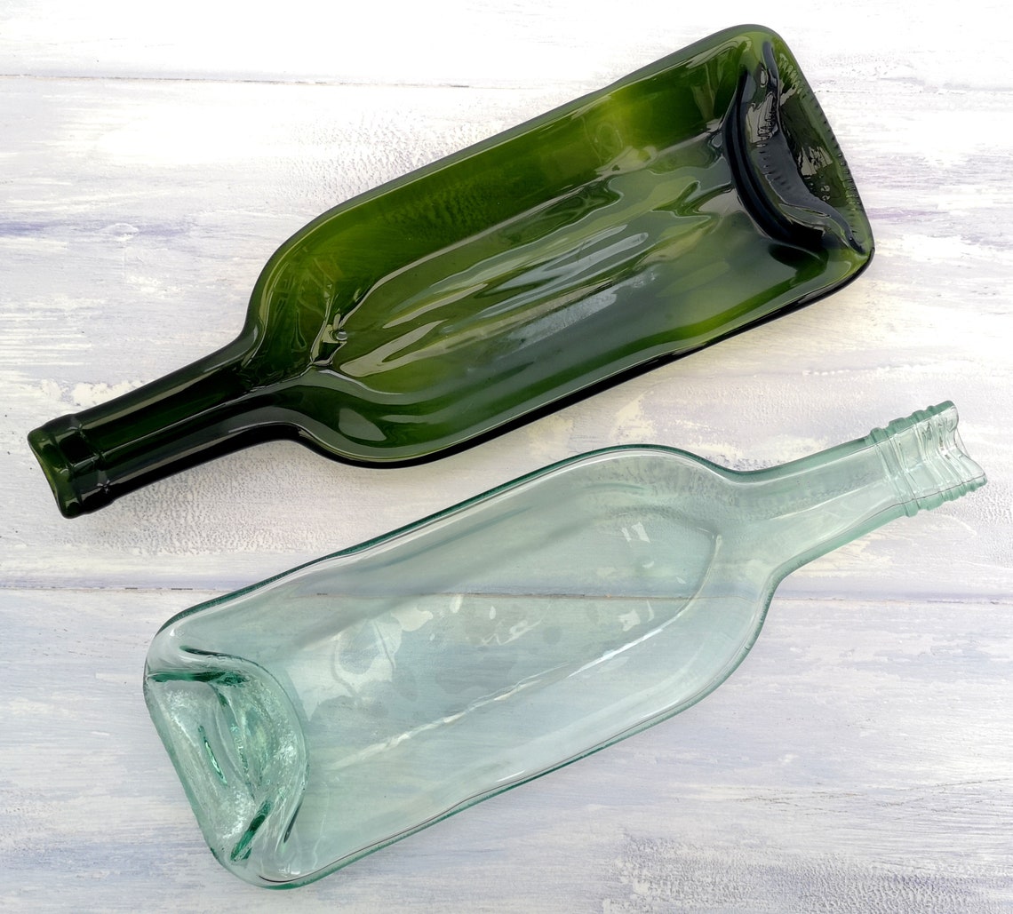 Handmade Fused Glass Recycled Wine Bottle Dish - Squashed Slumped ...