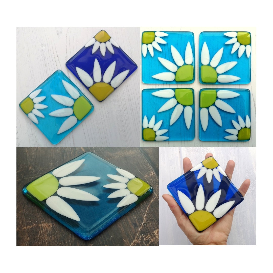 Handmade Fused Glass Daisy Drinks Coaster Daisies Flower Art Garden ...