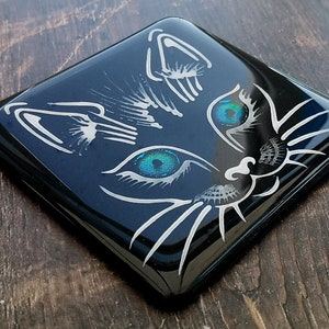Handmade Fused Glass Cat Face Drinks Coaster - With Dichroic Glass Eyes ...