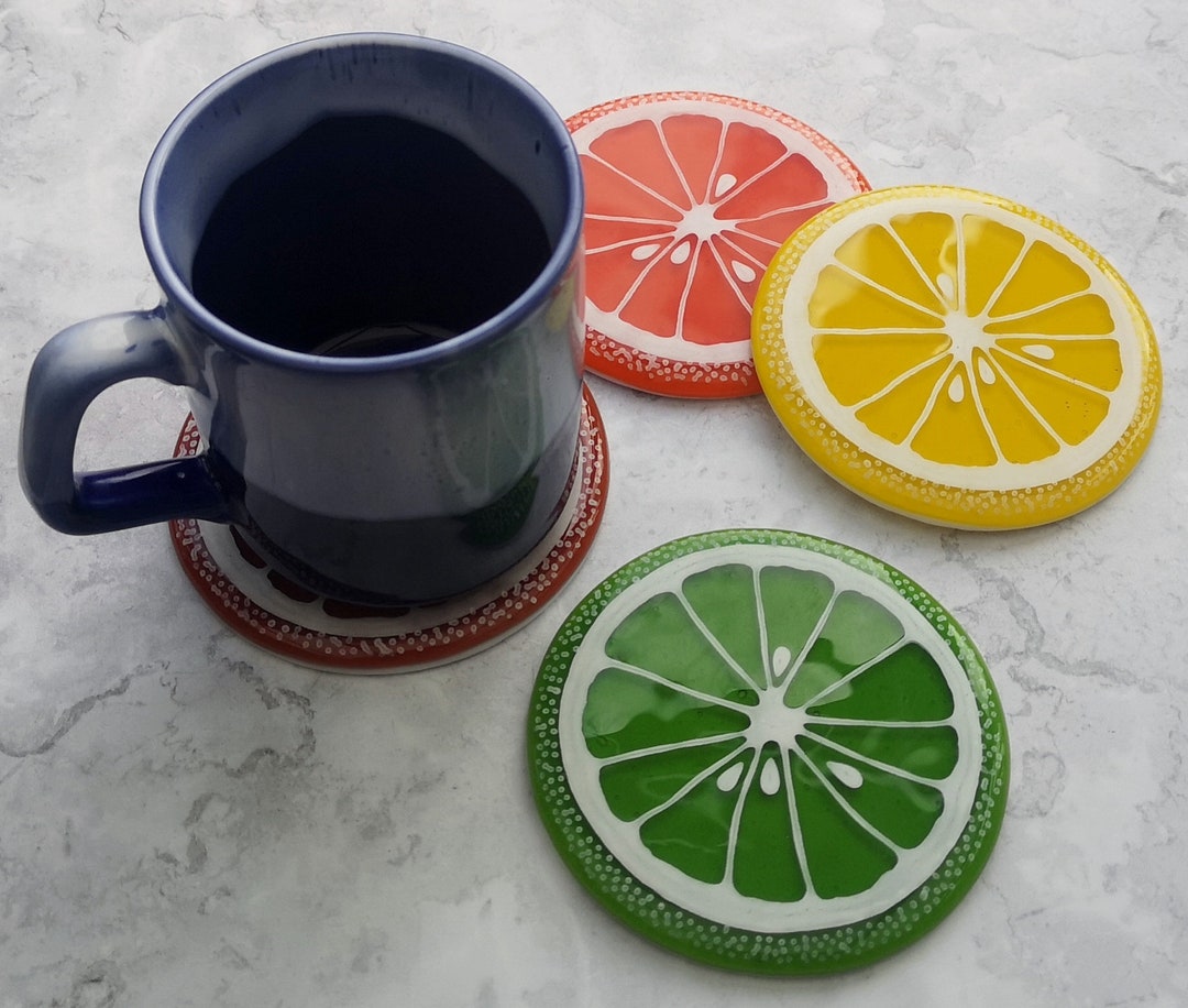 Handmade Fused Glass Fruit Slice Coaster - Citrus Fruit Drinks Coaster ...