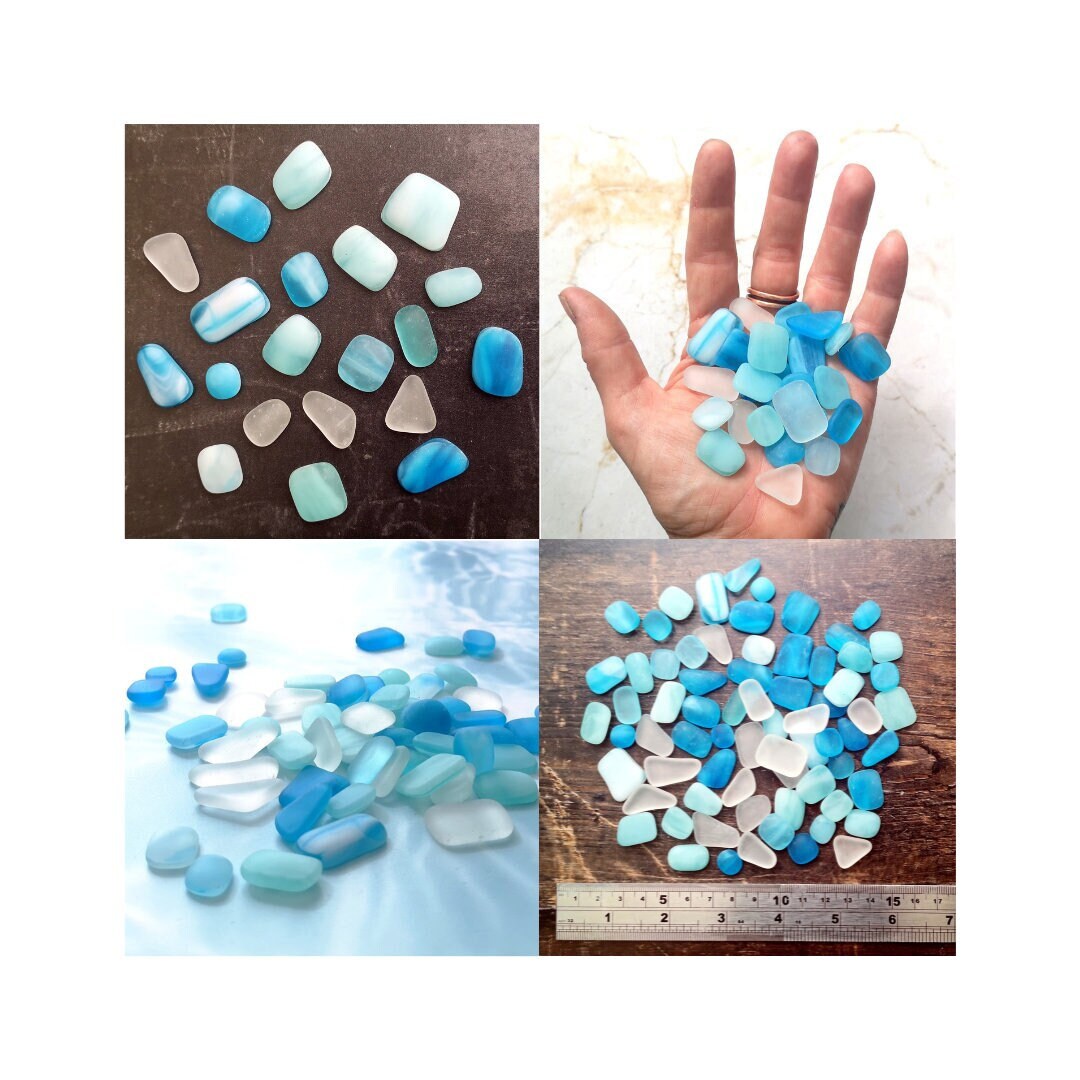Tumbled Glass Light Blue, Turquoise, Clear Mix Mixed Sizes / Amounts ...