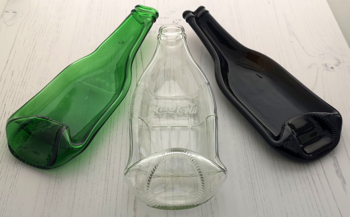 Handmade Fused Glass Recycled Beer / Cola Bottle Dish Squashed Slumped ...