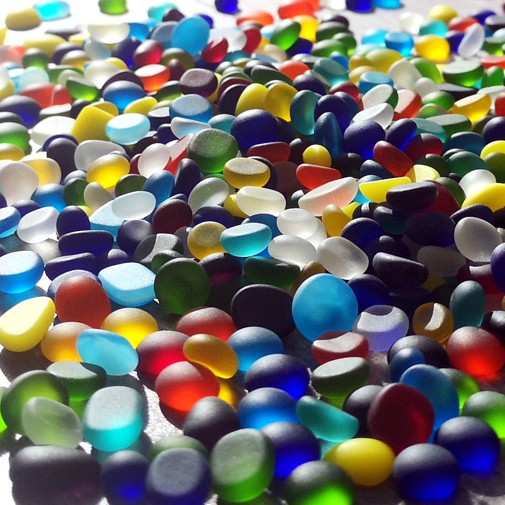 Tumbled Glass - Tiny Pieces, Various Colour Mix - Mixed Sizes / Amounts ...