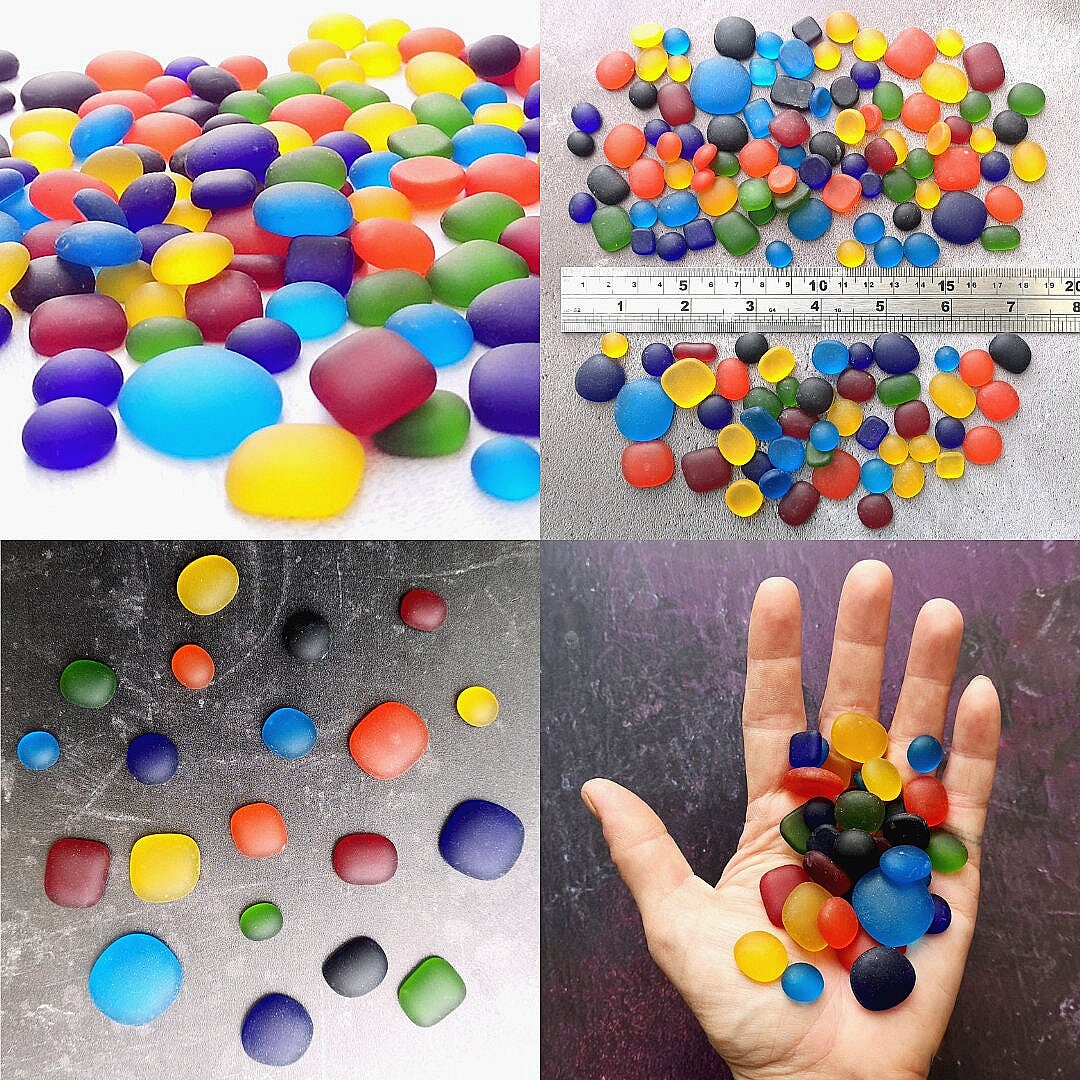Tumbled Glass Rainbow Colour Mix Mixed Sizes / Amounts Raw Pieces to ...