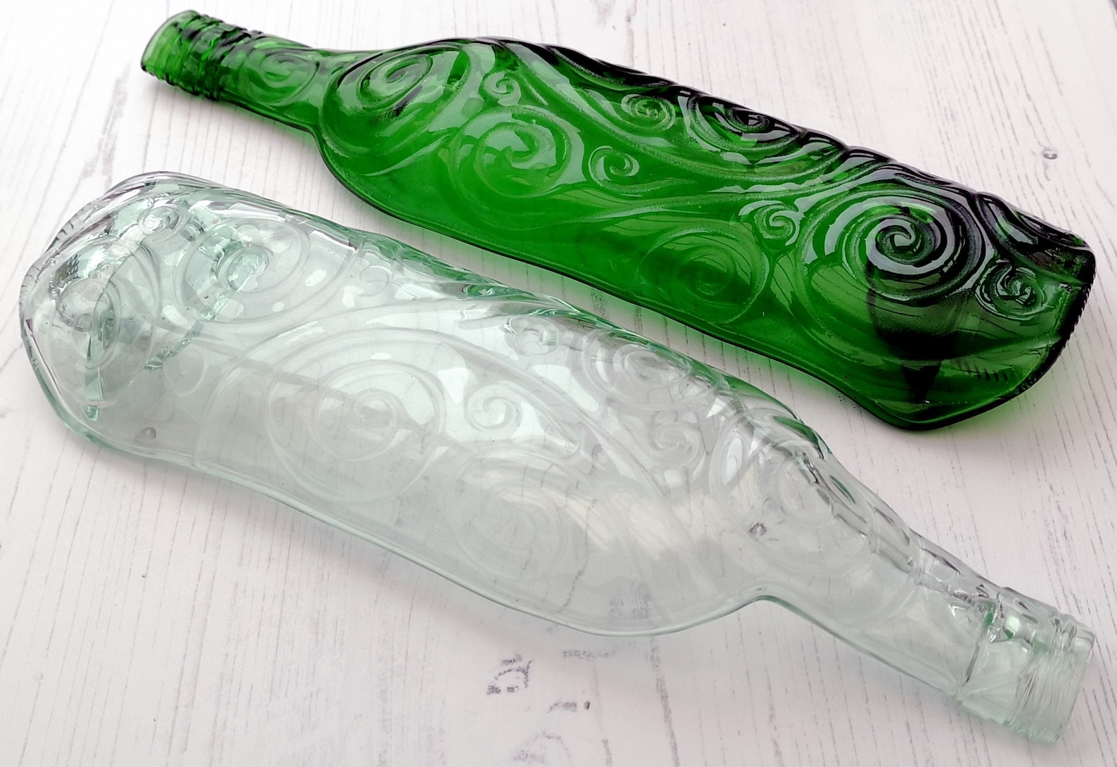 Handmade Fused Glass Recycled Wine Bottle Spiral Pattern Dish - Slumped ...