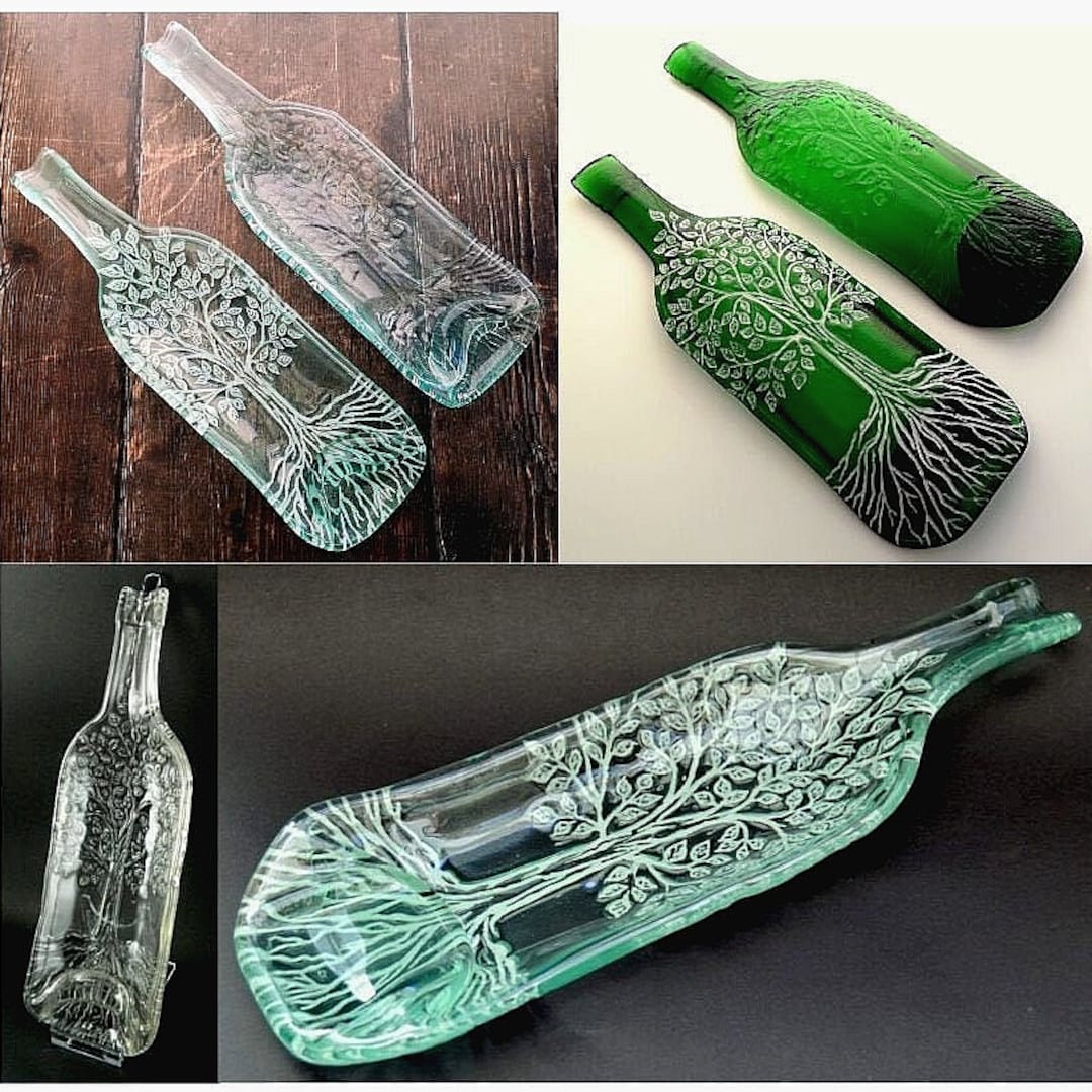 Handmade Fused Glass Recycled Wine Bottle Tree of Life Dish - Slumped ...