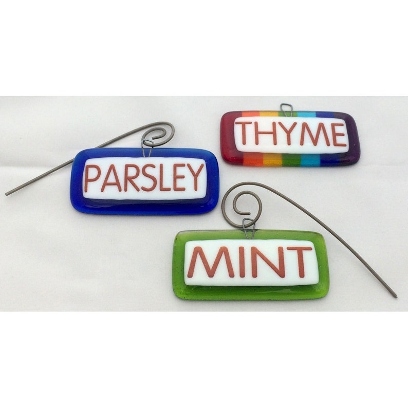 Handmade Fused Glass Vegetable Herb Garden Plant Name Label / - Etsy