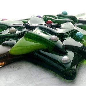 Handmade Fused Glass 3D Christmas Tree Glass Hanging Decoration - Xmas ...