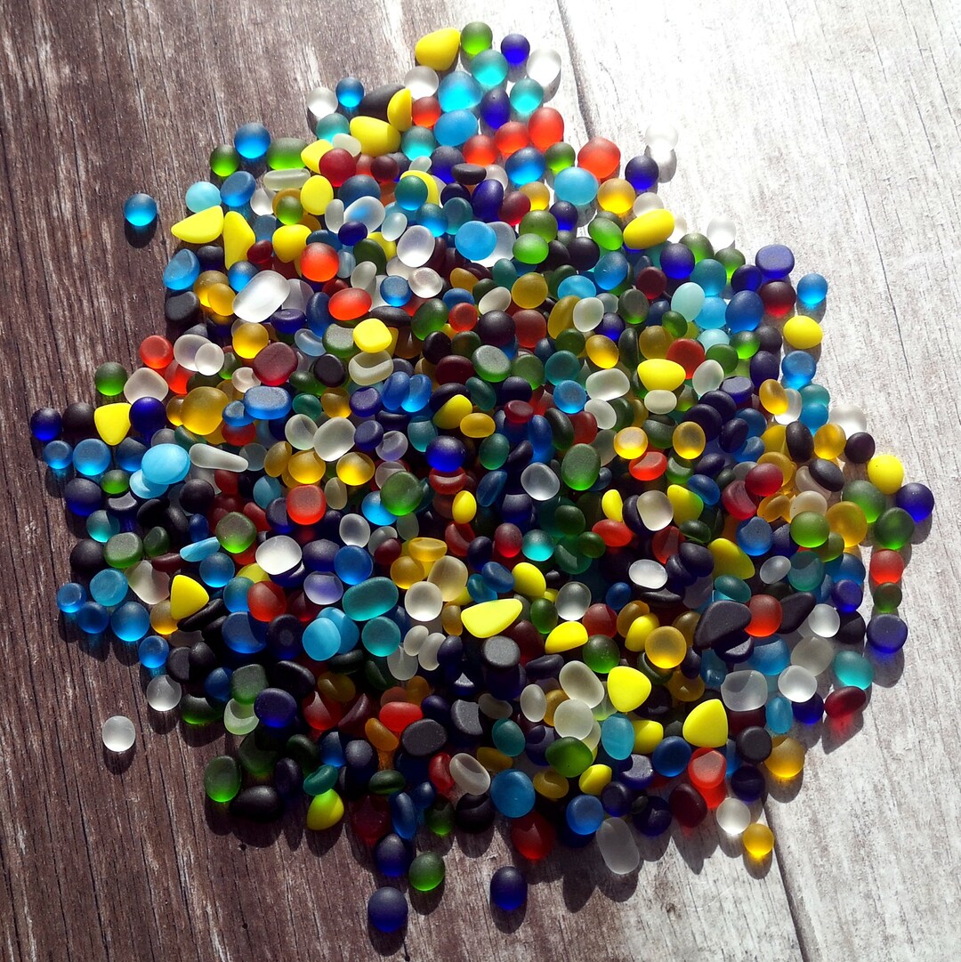 Tumbled Glass - Tiny Pieces, Various Colour Mix - Mixed Sizes / Amounts ...