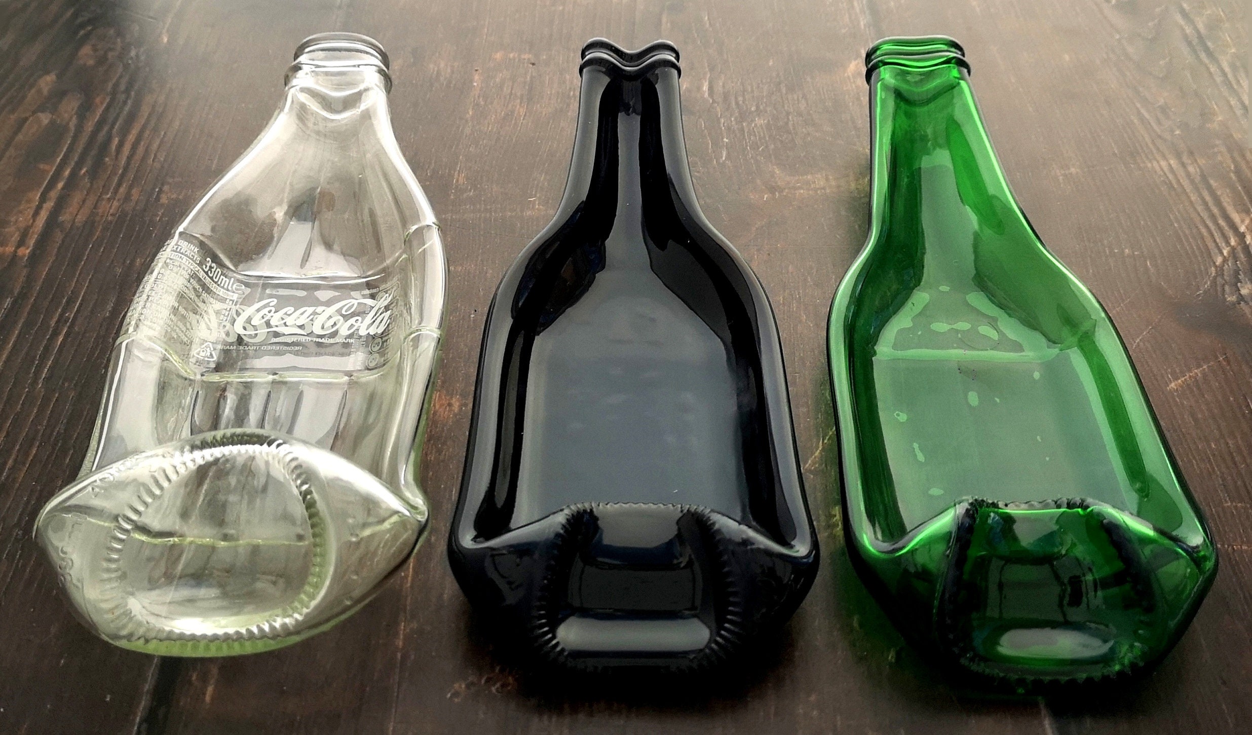 Handmade Fused Glass Recycled Beer / Cola Bottle Dish Squashed Slumped ...