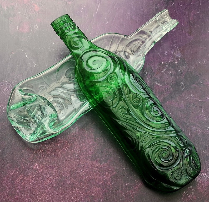 Handmade Fused Glass Recycled Wine Bottle Spiral Pattern Dish - Etsy