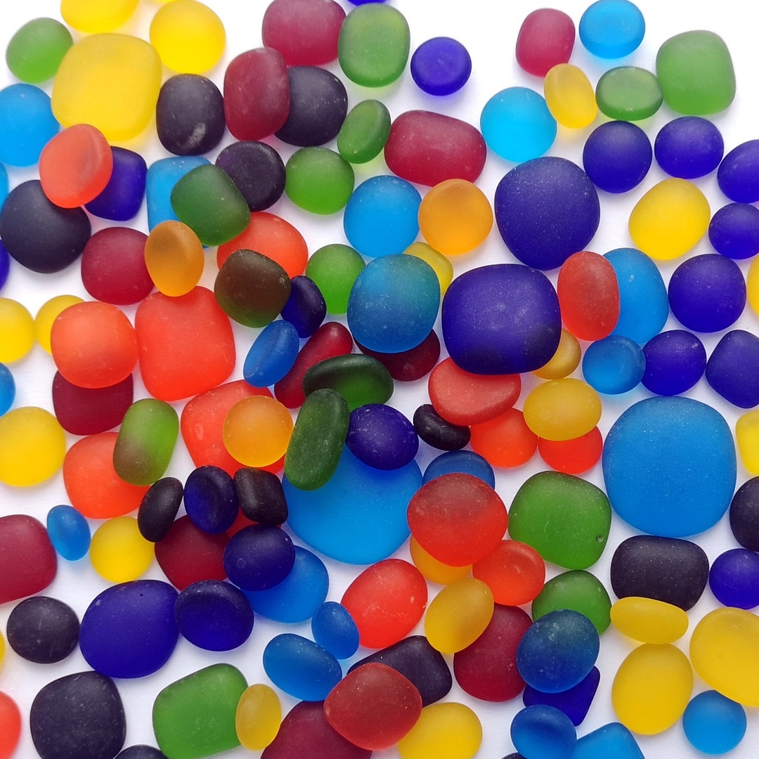 Tumbled Glass - Rainbow Colour Mix - Mixed Sizes / Amounts - Raw Pieces ...